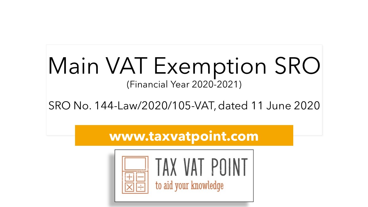Main VAT Exemption SRO in Bangla for FY 2020-2021